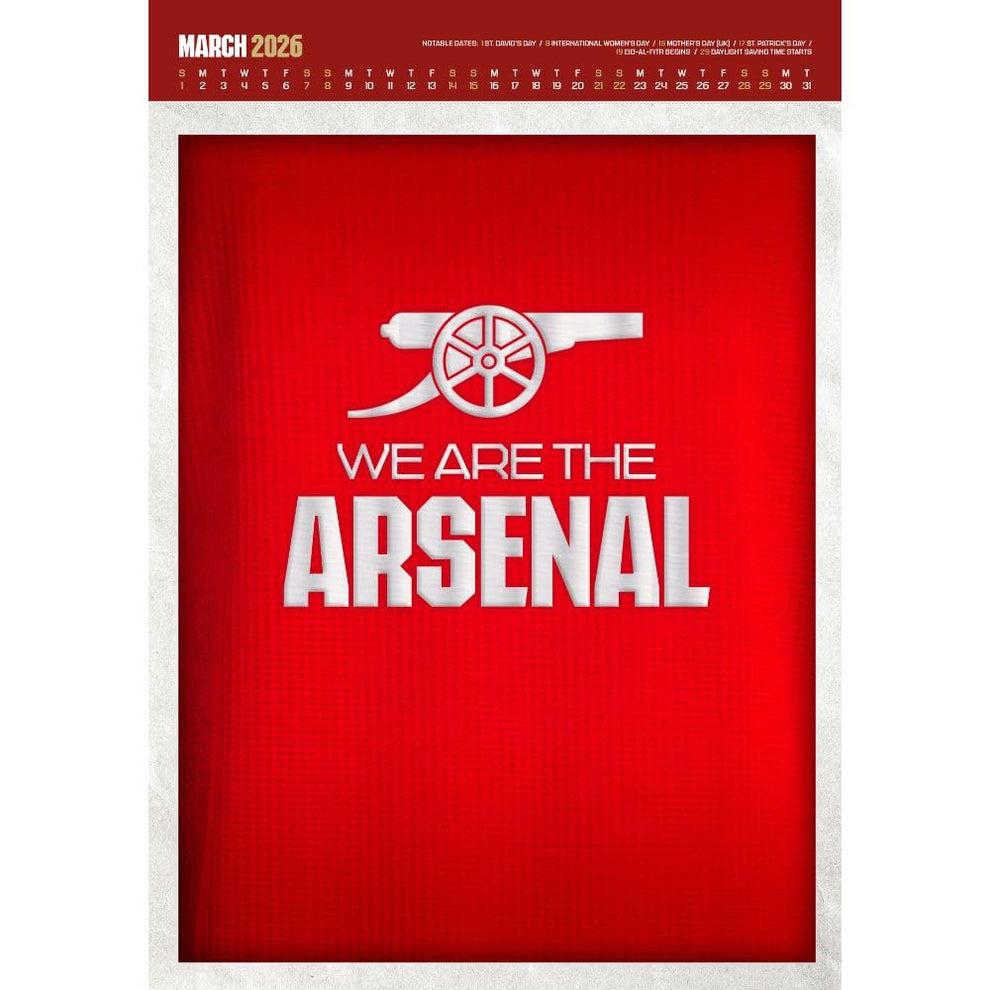 Arsenal FC Deluxe Calendar 2026 – Cazna Sports